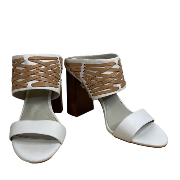 1. State | Shoes | State Rexana White And Brown Leather Heeled Sandals ...
